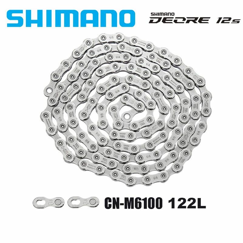 Цепь для велосипеда Shimano Deore CN-M6100 на 12 скоростей, 122 звеньев, соединительный пин в комплекте. Без упаковки