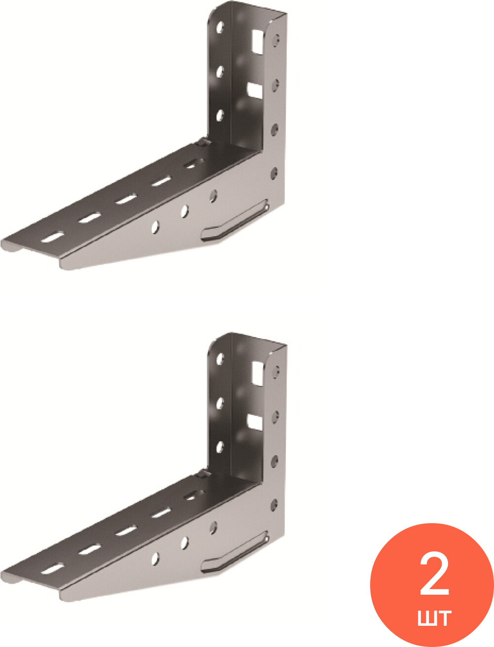 Консоль для кабельных лотков DKC / ДКС ML BBL5020 для монтажа трассы, оцинкованная стальная, длина основания 200мм / крепеж (комплект из 2 шт)