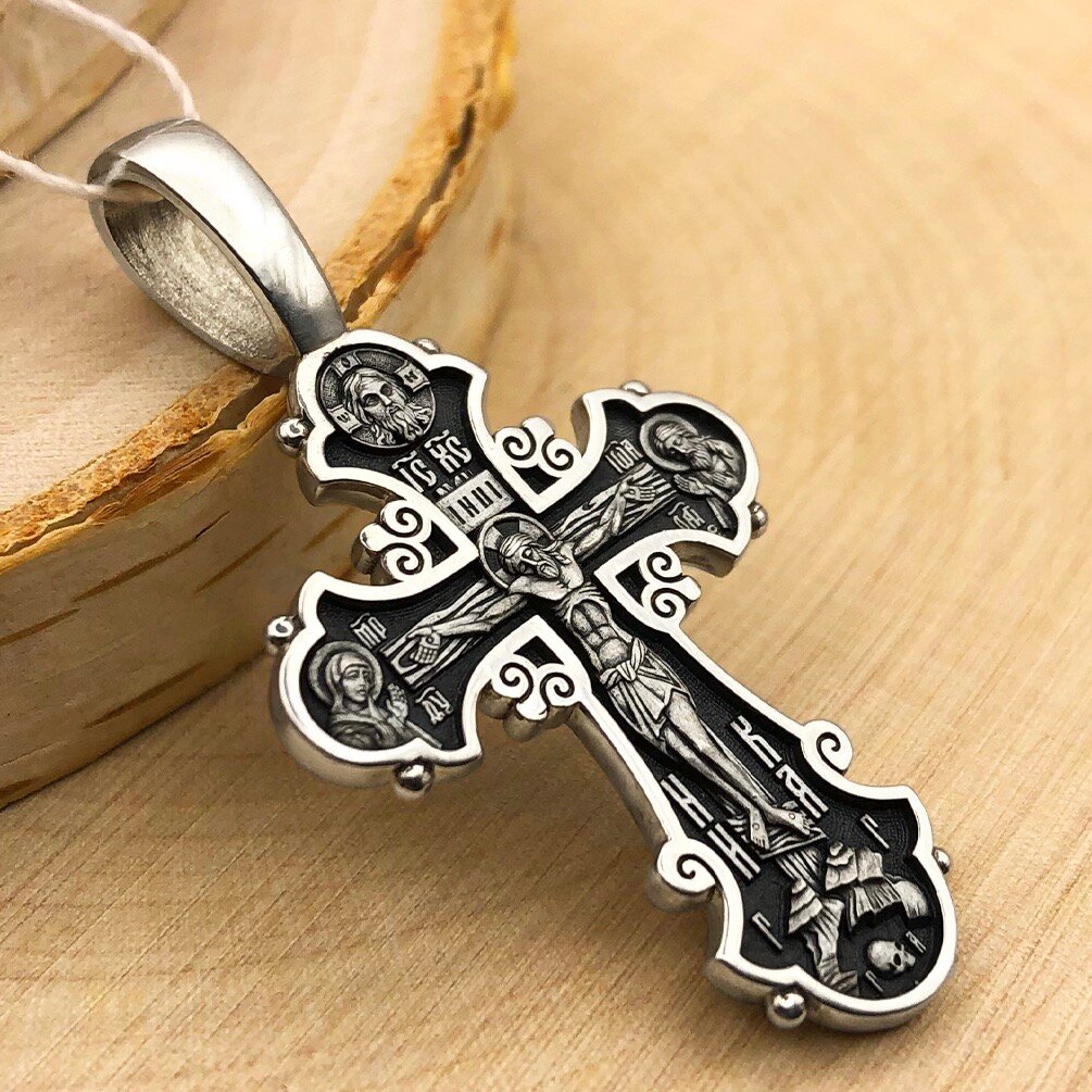 Крестик, серебро, 925 проба, чернение, оксидирование