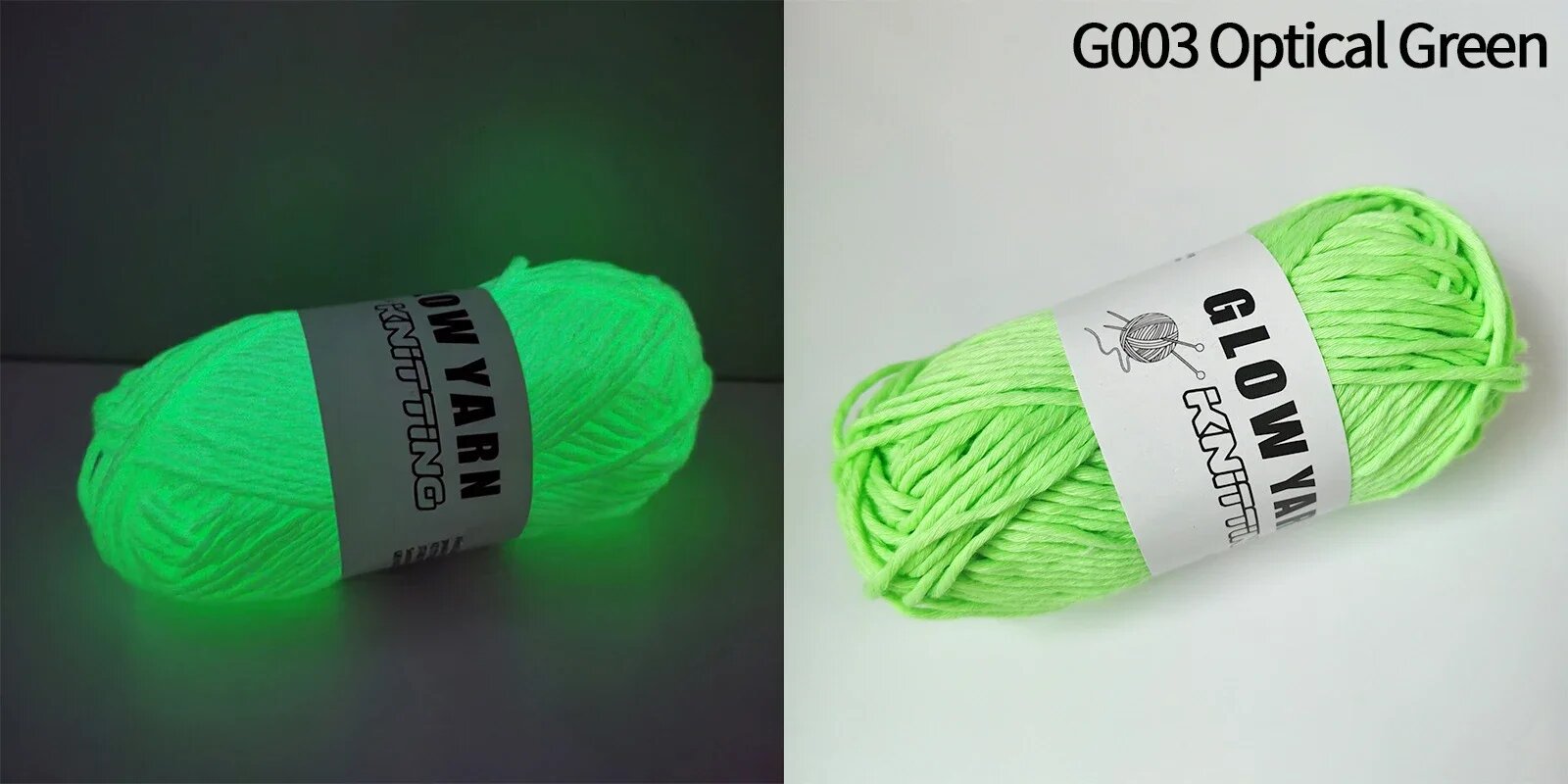 Светящаяся пряжа G003 Optical Green, 2 мм
