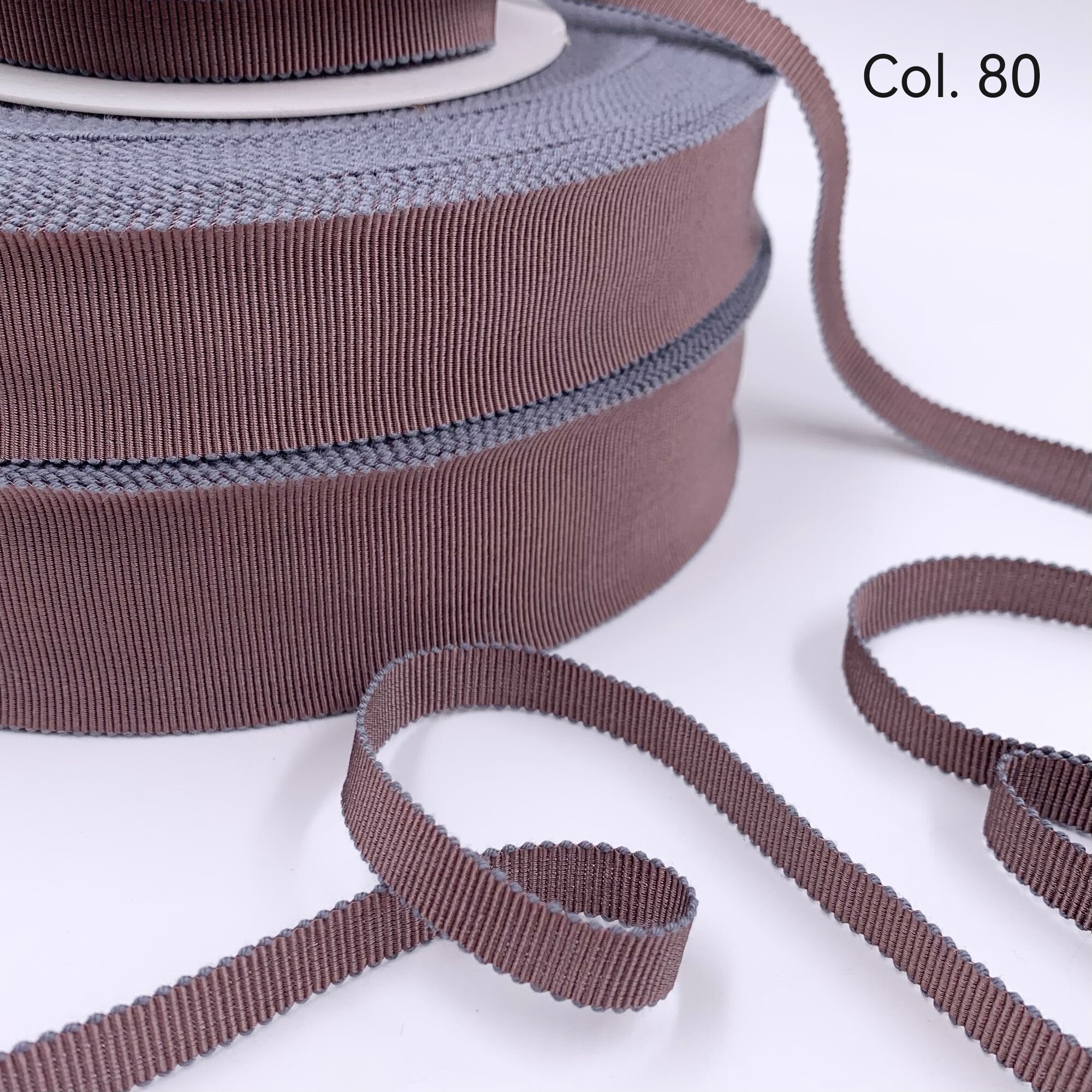 Репсовая лента серо-коричневая 1 метр, ширина 4 см