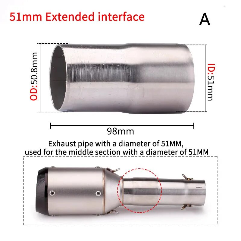 Универсальный выхлопной адаптер для мотоцикла 62 мм 60 мм до 51 мм, соединительный редуктор трубы, глушитель из нержавеющей стали