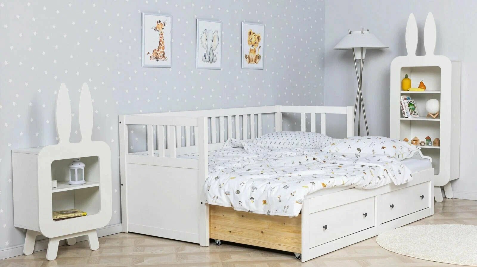 Кровать-кушетка с хранилищем кымор, 80х160х200 см, цвет белый