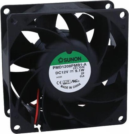 Вентилятор SUNON PMD1208PMB1-A (2). GN Вентилятор осевой 12В DC 80x80x38мм подшипник качения 143куб. м/ч 55,2дБА 28AWG 1шт
