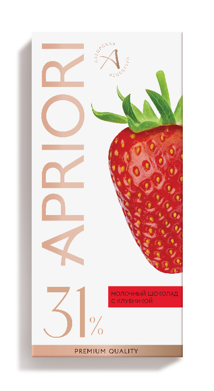 Шоколад APRIORI молочный с клубникой - 31% какао /картон/ 85г