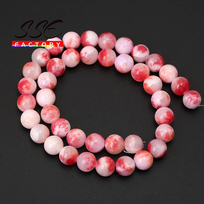 Натуральные нефритовые бусины Sunshine and Beads 6/8/10/12 мм Розовый, 8mm 45 to 48pcs, red 1