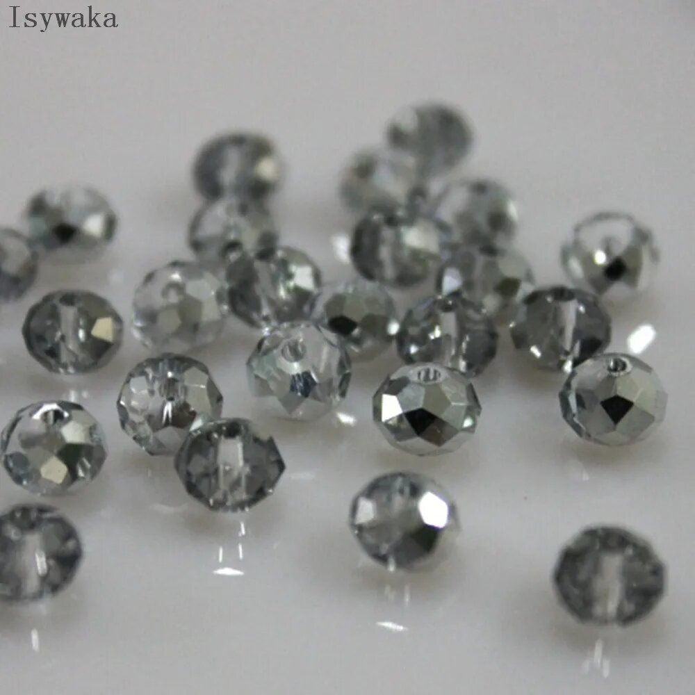 Серебряные стеклянные бусины Isywaka 4 мм, 125 шт