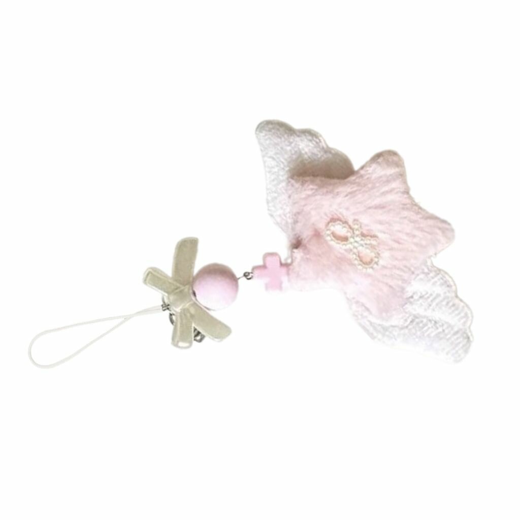 Брелок, самодельная подвеска для мобильного телефона из бисера ручной работы с крестиком и звездами в виде крыльев ангела y2k-розовый