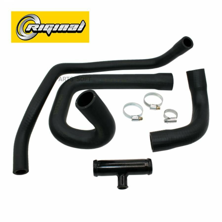 Патрубки радиатора нижний Lada Largus, Renault Logan/Sandero дв.16 кл (3шт, тройник, хомуты) Riginal