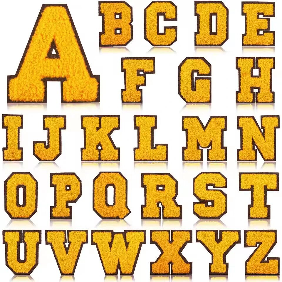 Желтые нашивки-буквы A-Z, 70 мм, Цвет: C4-yellow, Размер: D