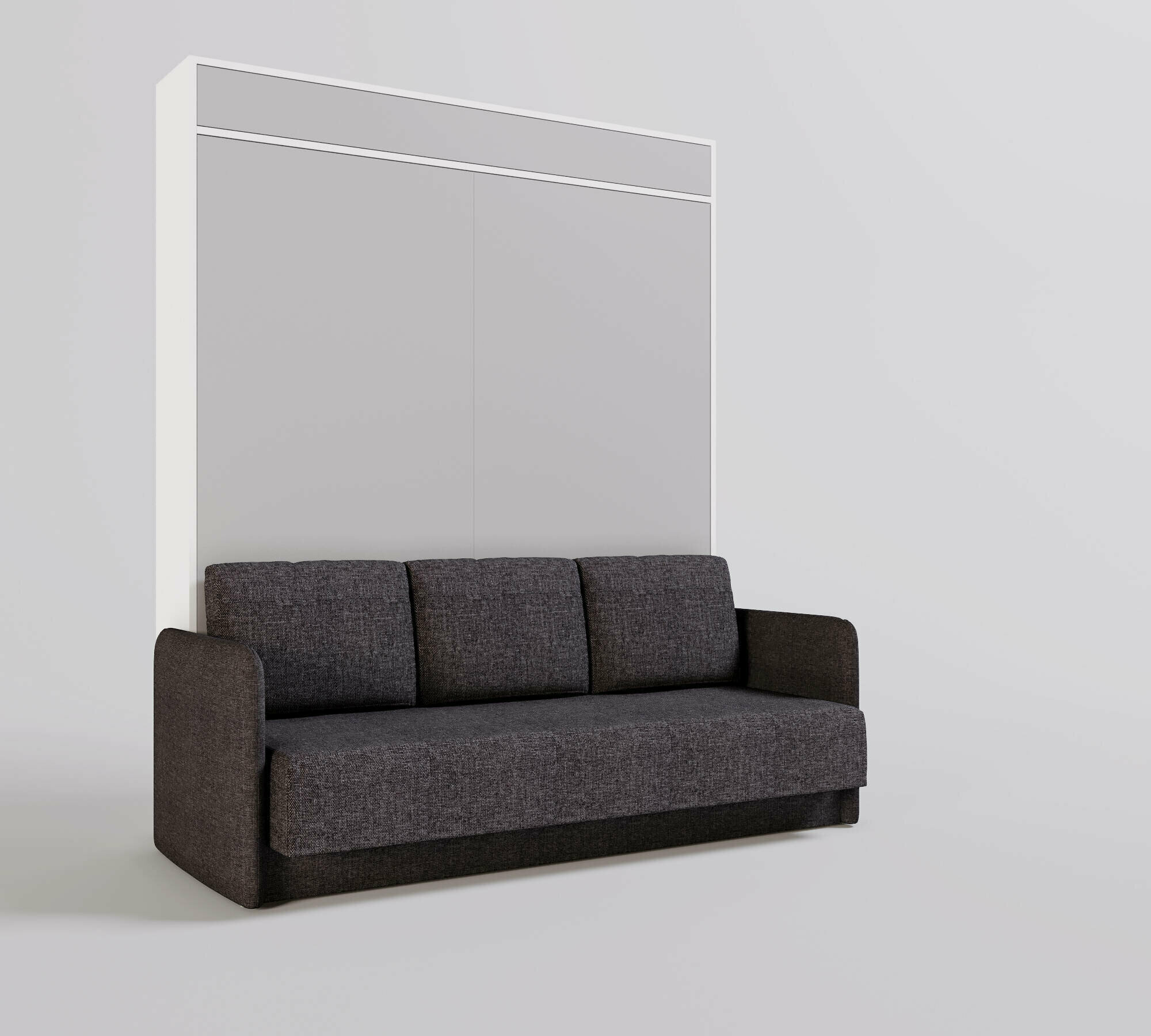 Шкаф кровать-трансформер с диваном Летто Пуф 1800 с антресолью, узкими подлокотниками и нижней планкой Лайт Тренд