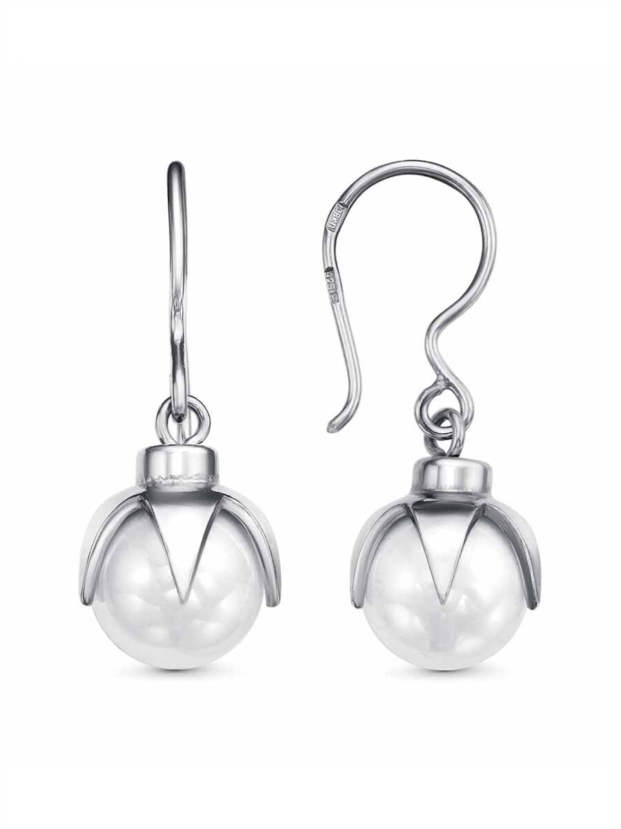 Серьги, серебро, 925 проба, жемчуг имитация