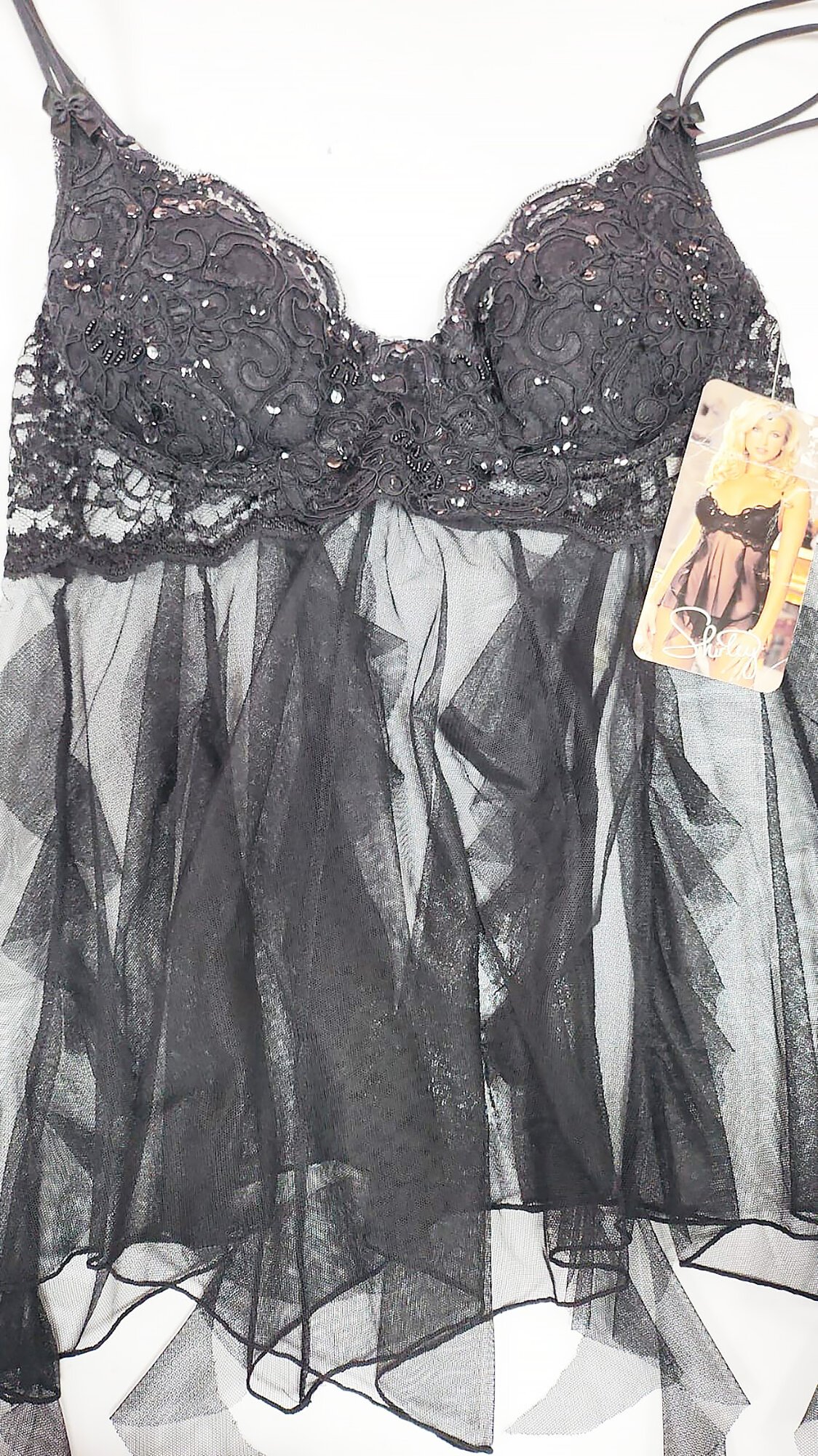 Роскошный пеньюар Shirley of Hollywood, украшенный бисером с трусиками, L