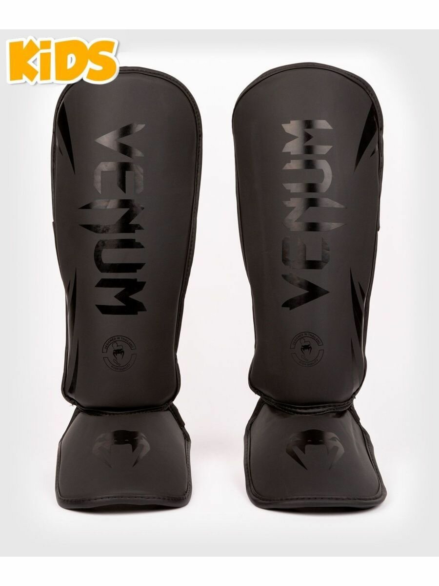 Щитки детские Venum Challenger 2.0 Black/Black M, защита голеностопа