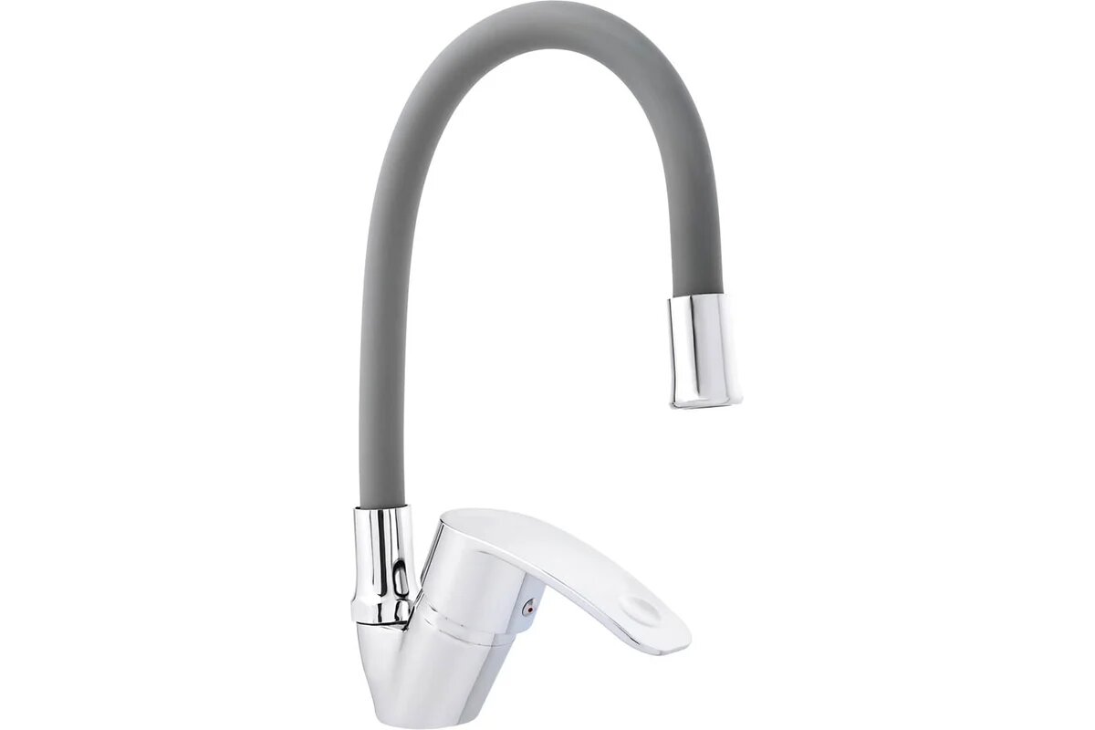 СоюзКран смеситель для кухни с гибким изливом, керамический картридж 40 мм серый цинк