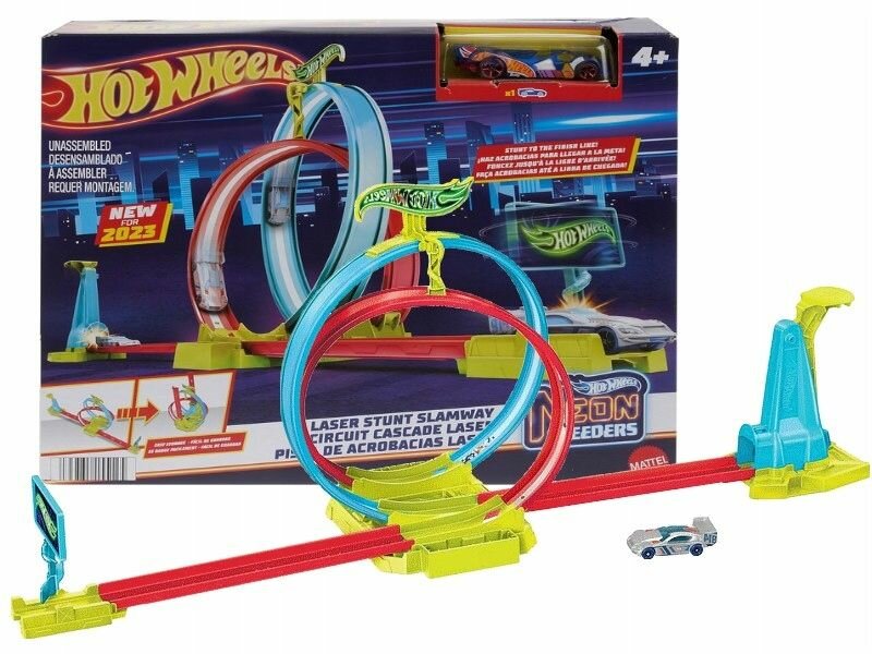 Игрушечный трек Hot Wheels Action - Игровой набор Трасса Двойной поворот/ Неоновые гонки в двойном круге - Хот Вилс HPC05