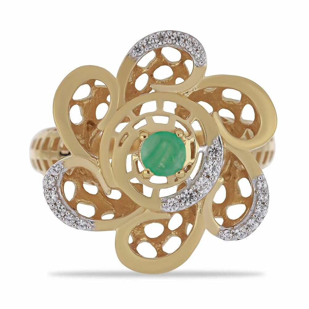 Кольцо, серебро, 925 проба, изумруд, циркон