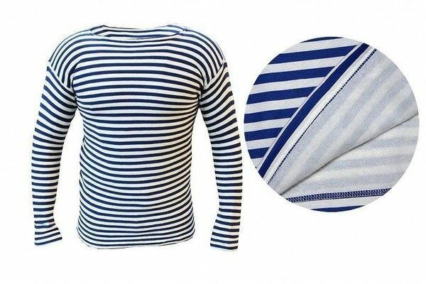 Тельняшка зимняя с начесом с голубой полосой