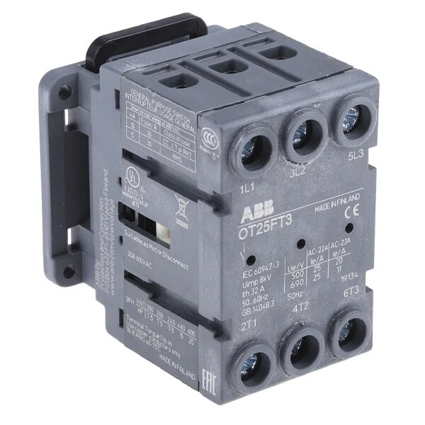 Рубильник ABB OT25FT3 до 25А 3х-полюсный дверного монтажа (без ручки) 1SCA104884R1001