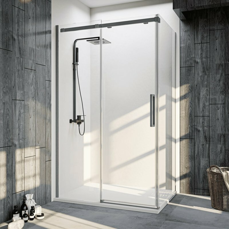 Душевой уголок Veconi Rovigo RV-070GR 160х90 см, профиль брашированный графит, стекло прозрачное