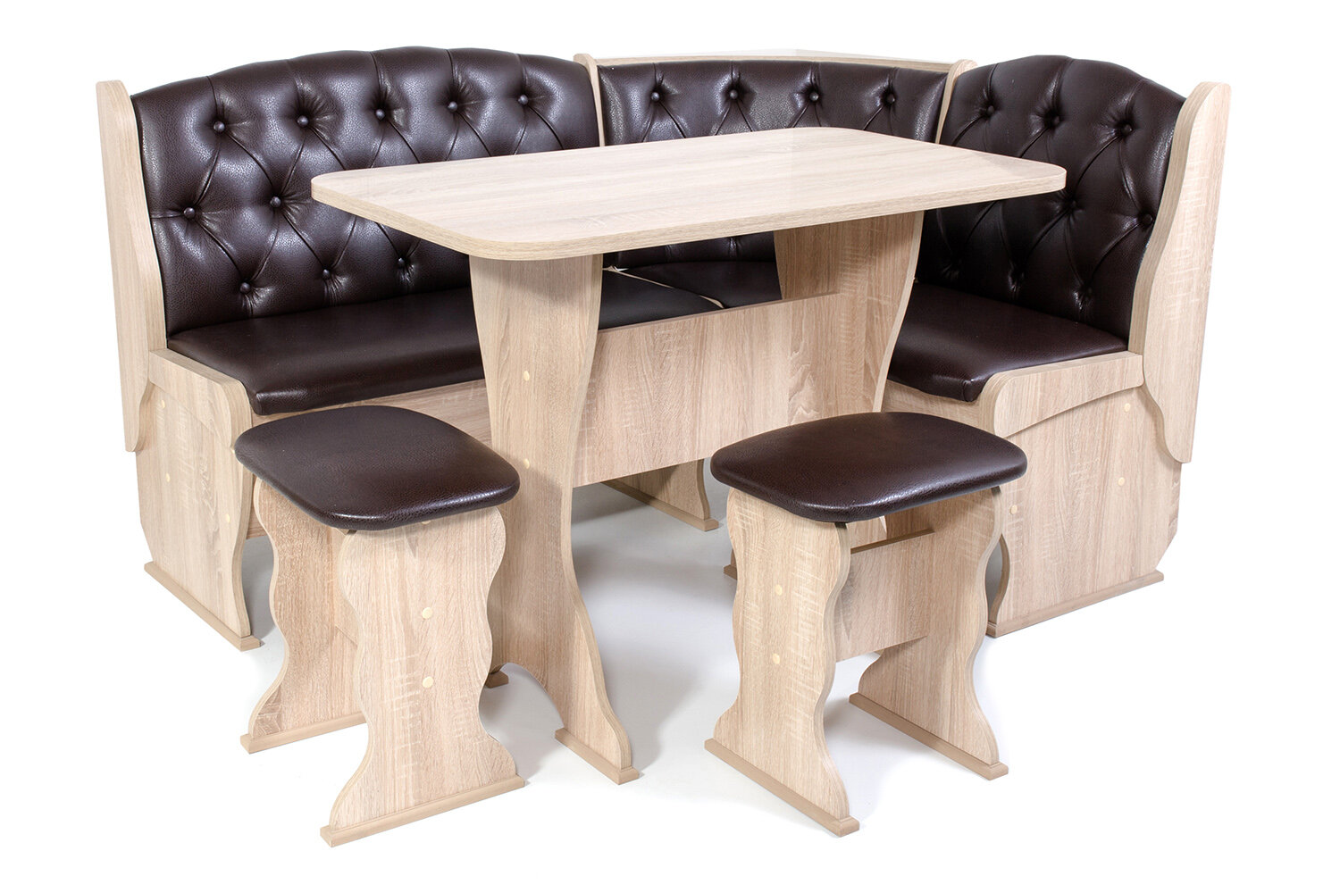 Кухонный угловой набор Орхидея Люкс, ЛДСП дуб сонома, обивка экокожа умбер