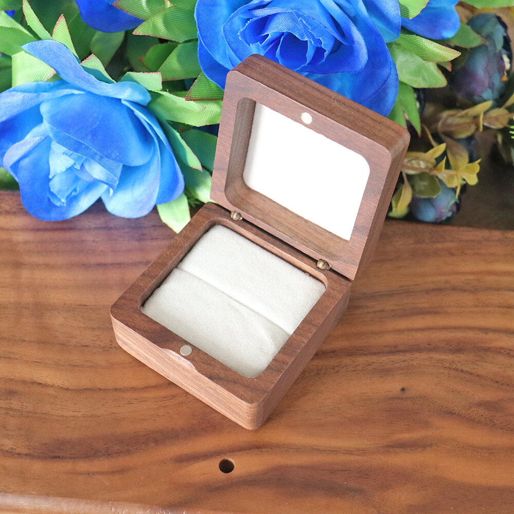 Подарочная коробка RMOHYG, для колец, древесный материал, черный орех