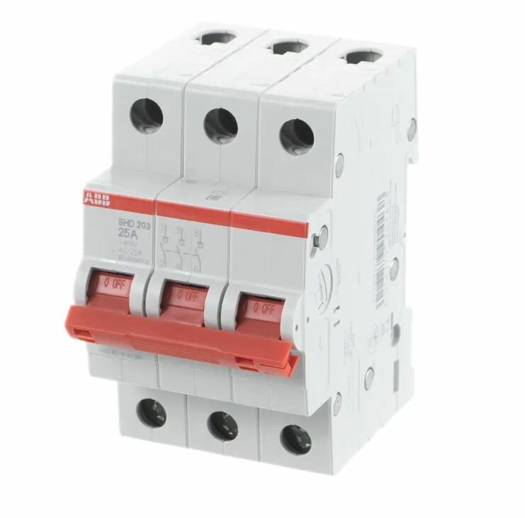 Рубильник модульный ABB 3-полюсный SHD203/25 рычаг красный 2CDD273111R0025