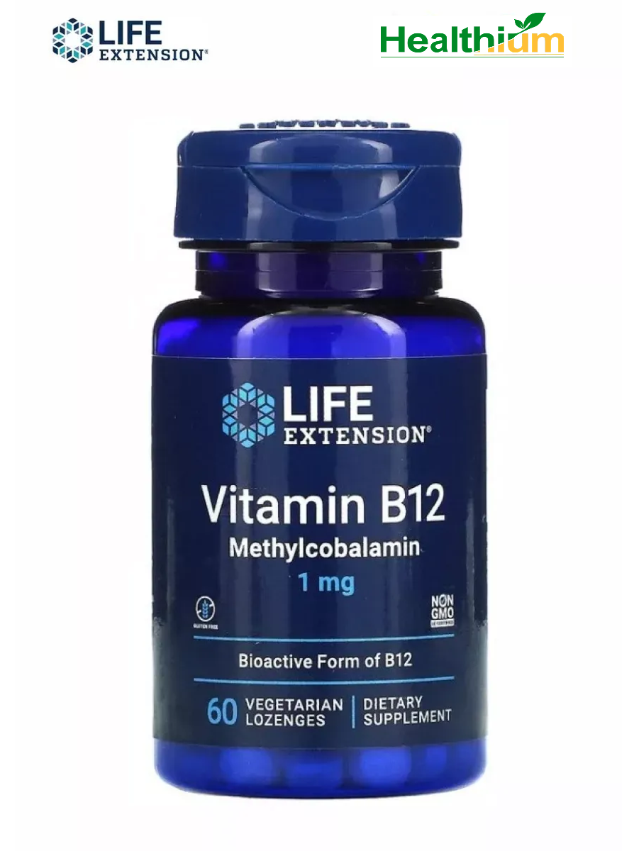 Life Extension Vitamin B12 Methylcobalamin 1мг 60 пастилок, метилкобаламин 1мг, Витамин в12, Здоровье сердца и сосудов, Укрепляет нервную систему