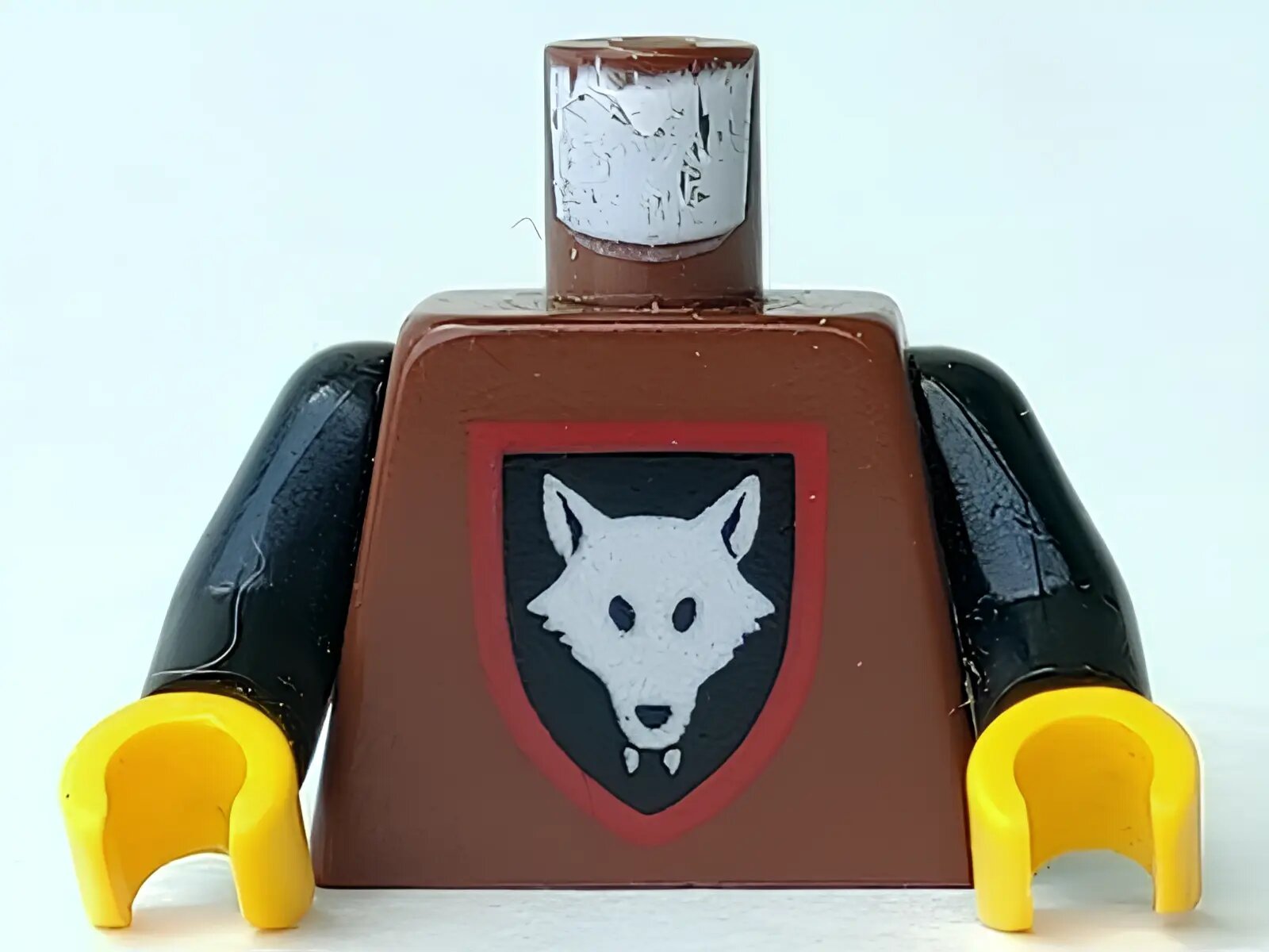 Torso Castle Wolfpack Pattern / Black Arms / Yellow Hands, 973p44c02 Brown U