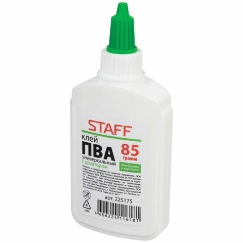 Клей ПВА Staff 85 г, с дозатором (225175)