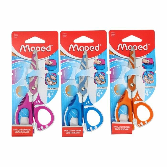 Ножницы Maped "Zenoa Fit", 130 мм, прорезиненные ручки, с цветной печатью (670110)