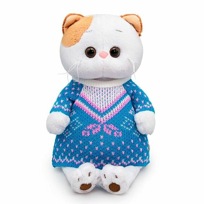 Кошка игрушечная мягкая Basik&Сo Ли-Ли в бирюзовом свитере (LK27-096)