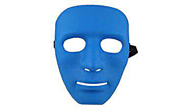 Маска Кабуки - Лицо Синее, пластиковая, на резинке, без размера
