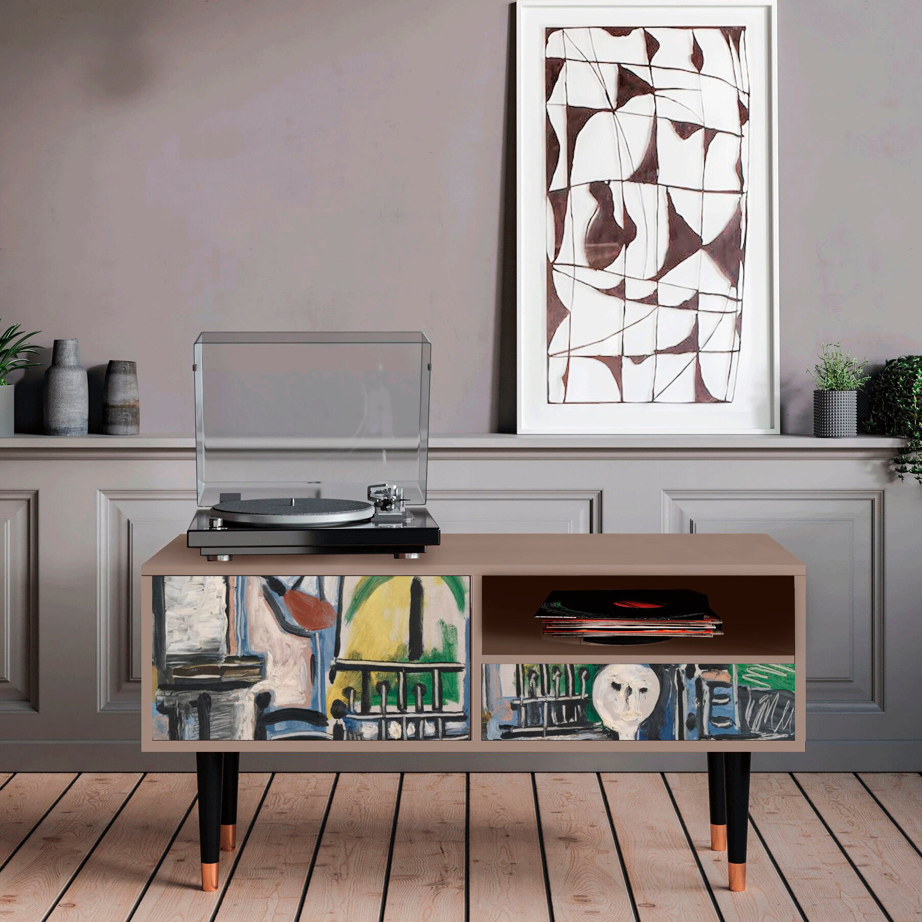 ТВ-Тумба - STORYZ - T3 The Studio by Pablo Picasso , Размер - 115 x 59 x 48 см, Цвет корпуса - , Бежевый