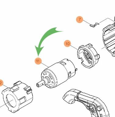 Мотор для аккумуляторной воздуходувки MAKITA UB101D, 629A20-7