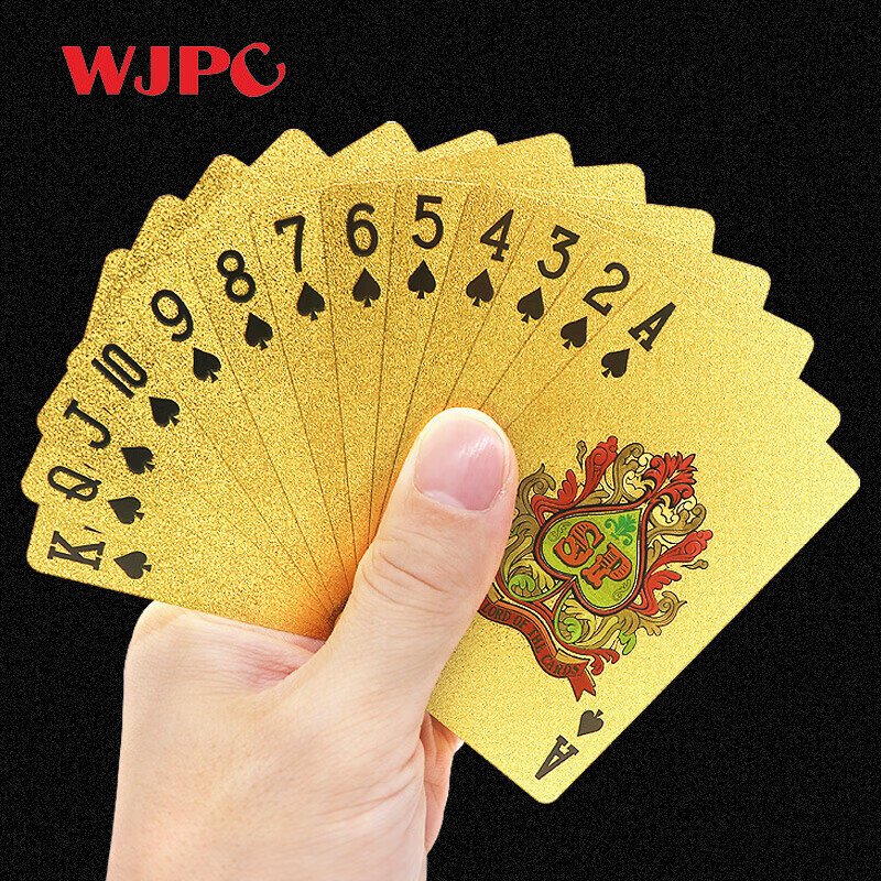 Wangjing Plastic Playing Cards, Gold Color, Cool Texas Hold'em, Card Tricks, High-Quality Flying Cards for Practice