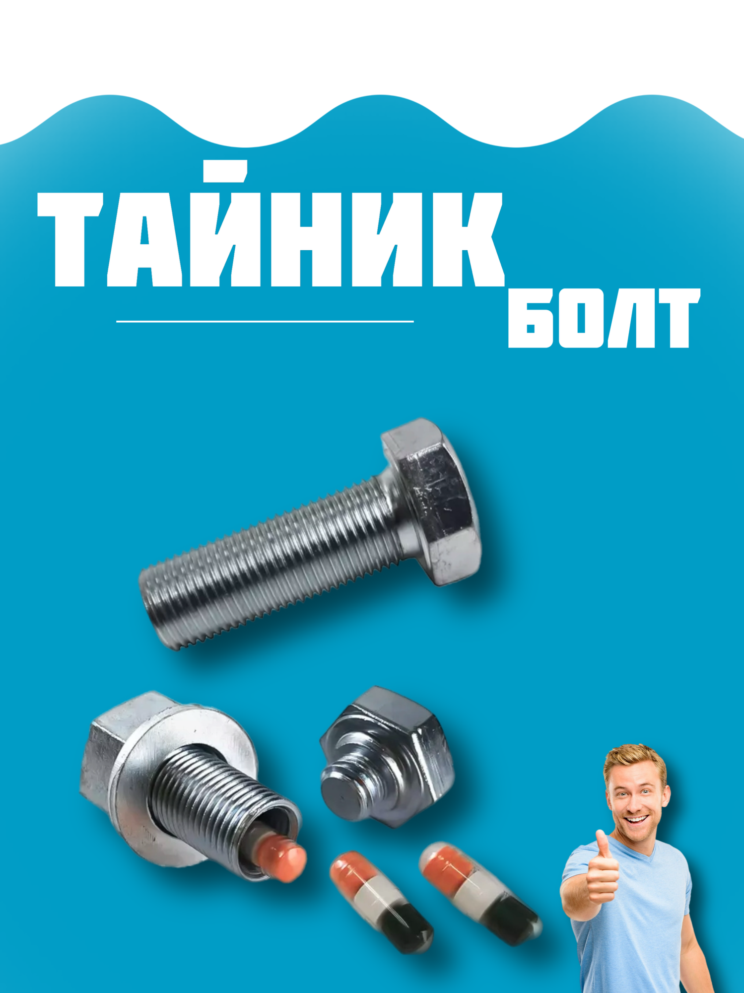 Болт тайник шкатулка хром с шайбой