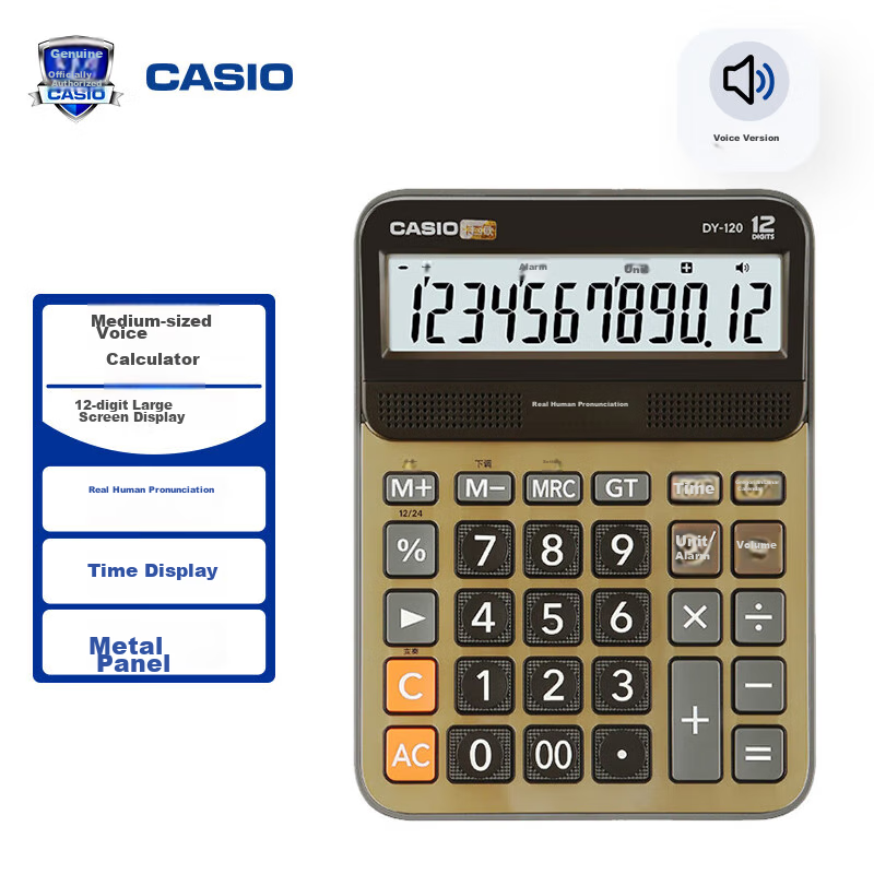 Casio DY-120 Voice Calculator, Panlong Gold, Real Voice Pronunciation, Metal Body