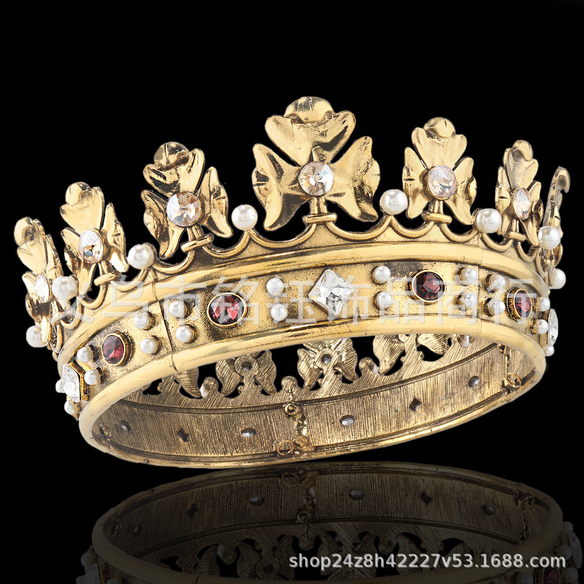 Корона свадебная, мужская, с жемчужиной, в стиле барокко