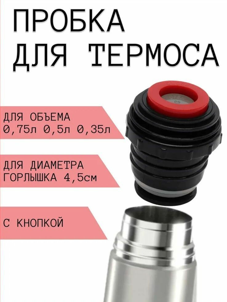 Крышка пробка для термоса с резьбой с кнопкой