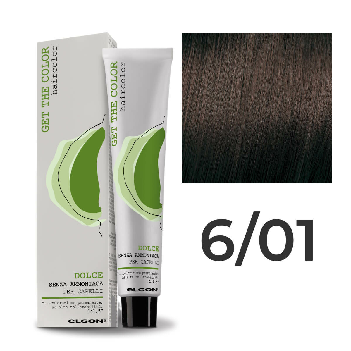 Крем - краска для волос профессиональная Elgon Get the Color Dolce 6/01 Тёмный русый Натуральный пепельный 100 мл