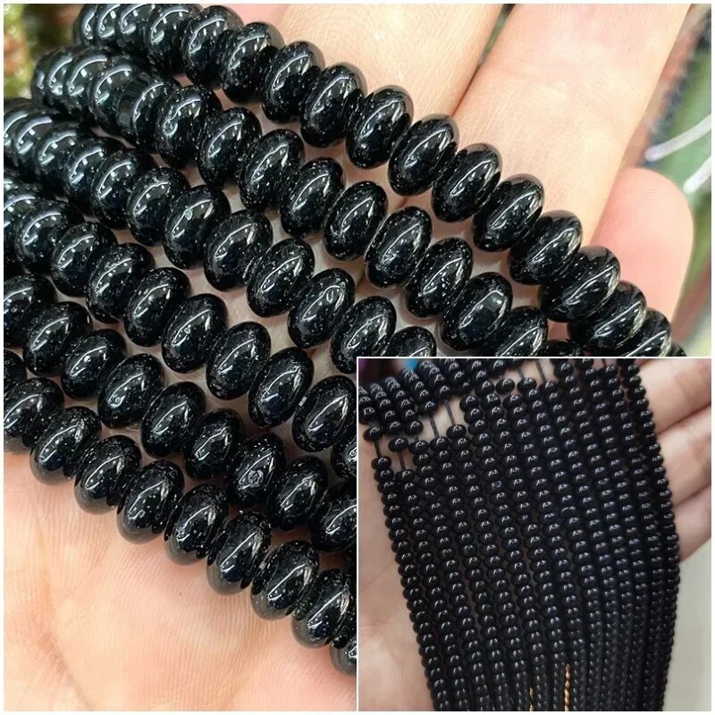 Бусины из турмалина и халцедона LUOMAN XIARI 2x4 мм 4x6 мм 5x8 Черный, 5x8mm 72-75pcs, balck color