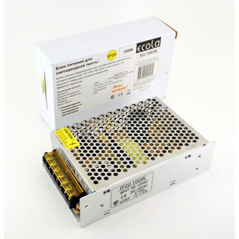Ecola LED strip Power Supply 100W 220V-12V IP20 блок питания для светодиодной ленты B2L100ESB