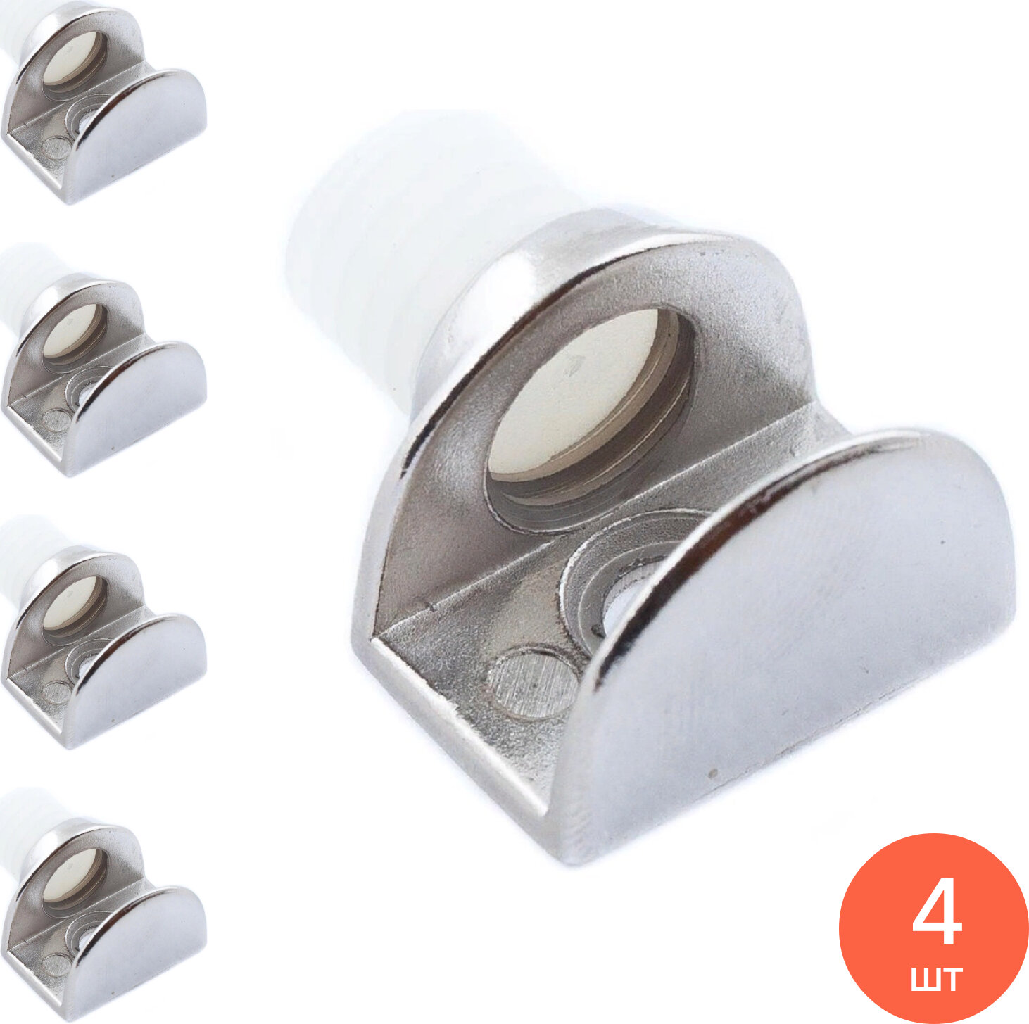 Держатель для полки Element / Элемент стеклодержатель П-образный, из металла и пластика, серый, 2шт. в упаковке / фурнитура для мебели, полкодержатель (комплект из 4 шт)