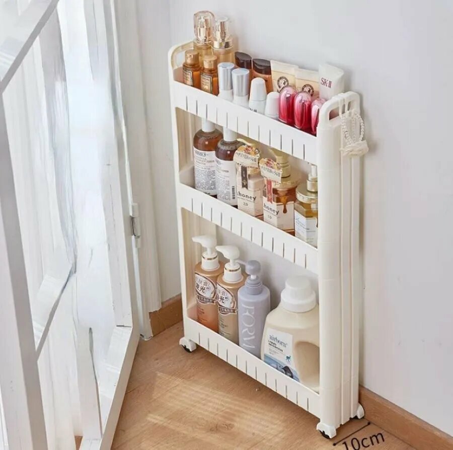 Этажерка, 3 секц, ABS пластик, 10х45х83 см, ABS пластик, Этажерка, Белый,