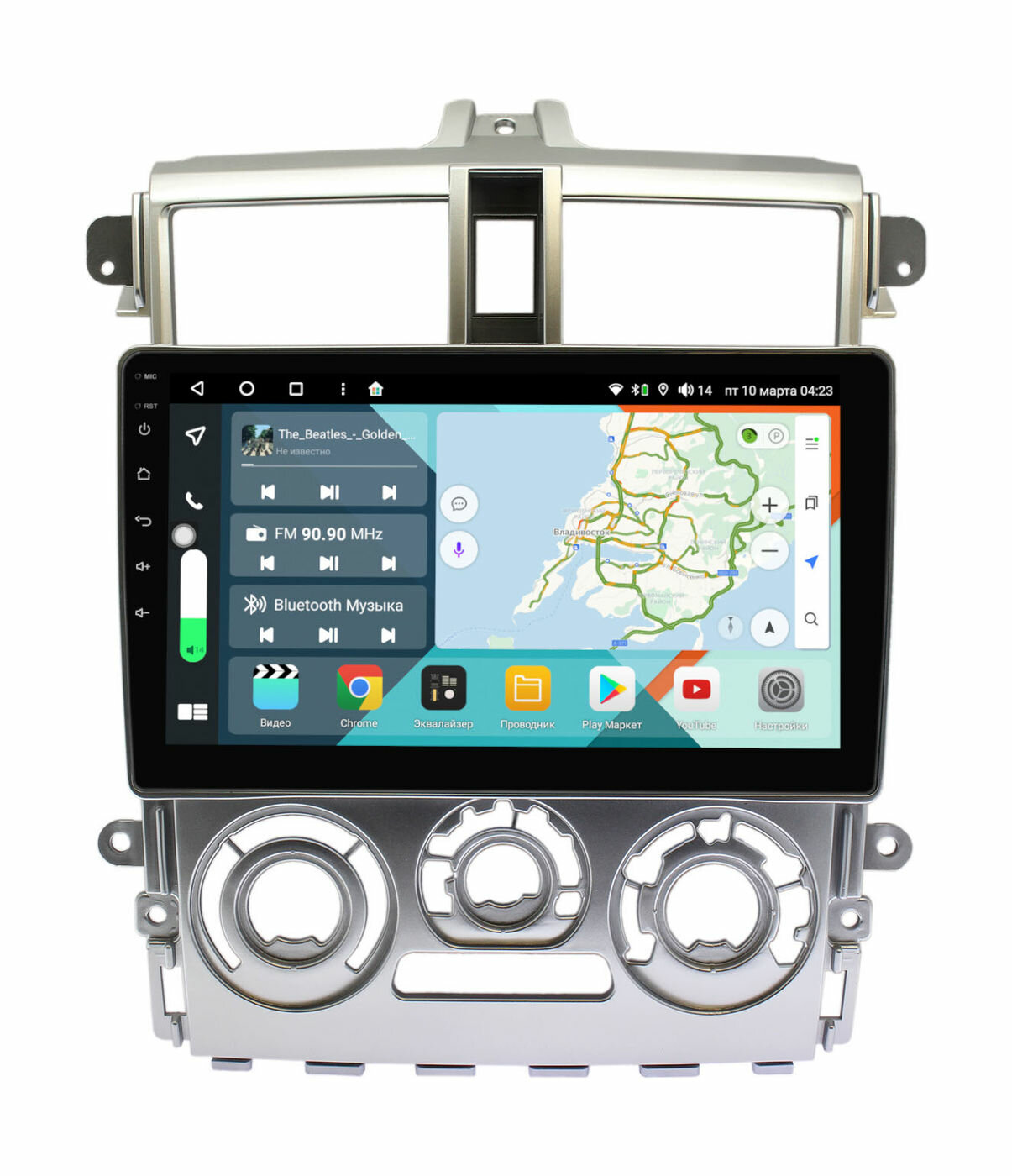 Магнитола Mitsubishi Colt, Colt Plus 2004 - 2012 правый руль 9 дюймов, 4/64GB, 8 ядер, DSP, 4G, Android 10 / Wide Media