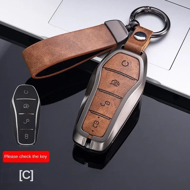Кожаный чехол для ключей BYD Song Plus, C-Brown