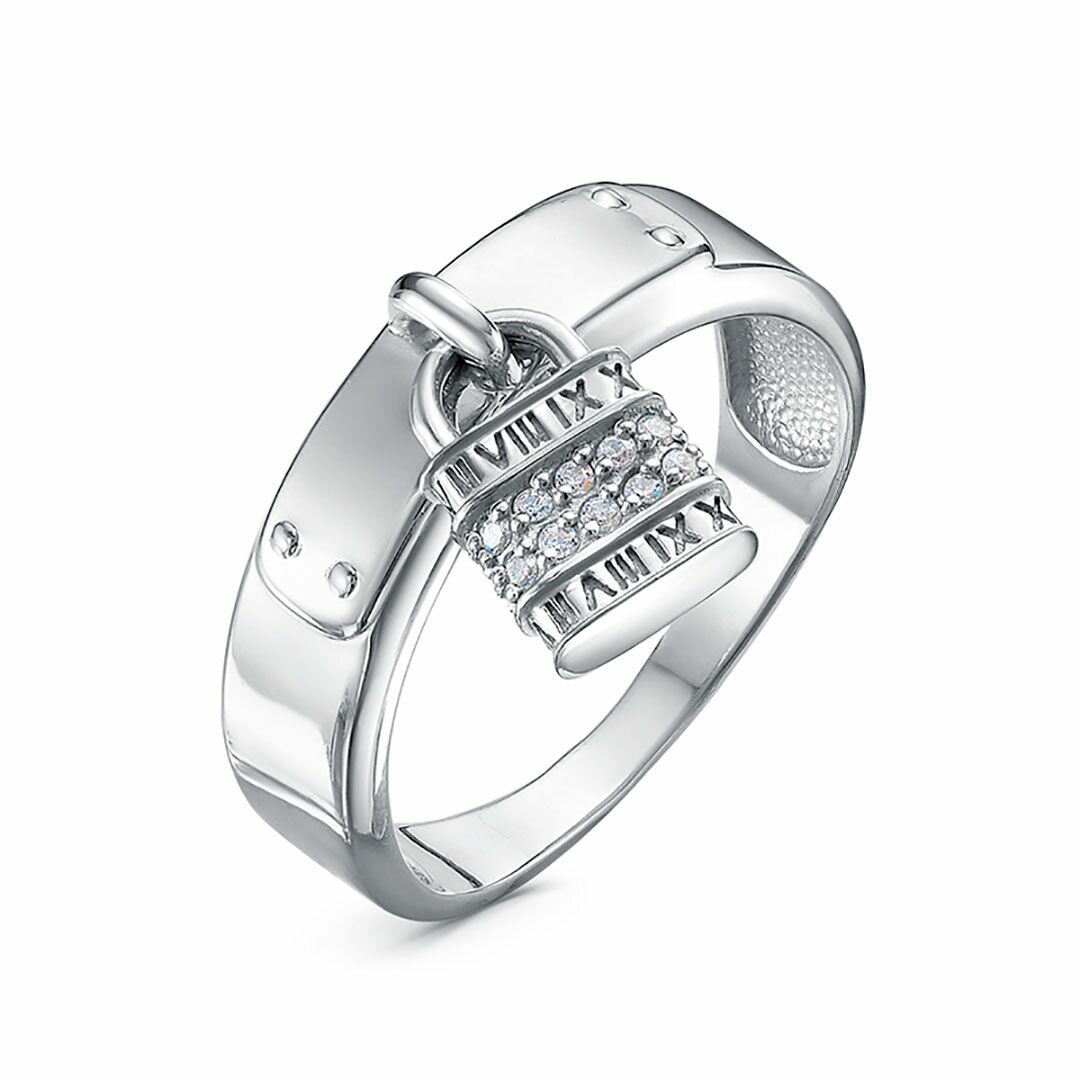 Кольцо, серебро, 925 проба, родирование, фианит