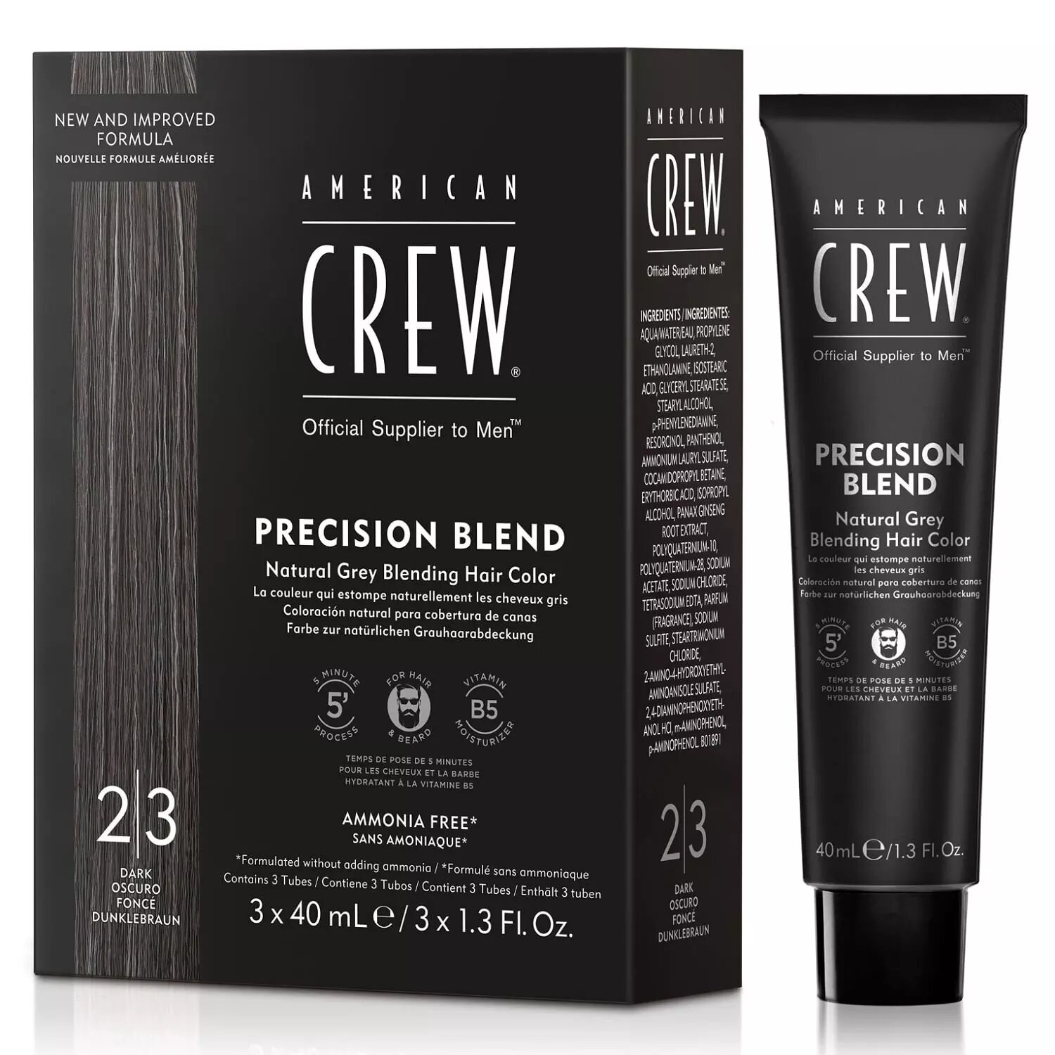 Краска AMERICAN CREW Precision Blend для седых волос темный оттенок 2/3 3х40 мл