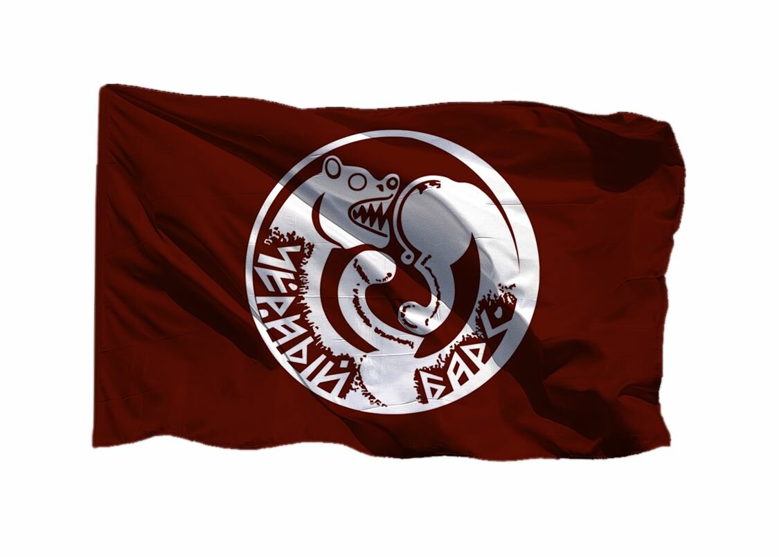 Флаг Чёрный барс на бордовом фоне, 90х135 см на шёлке для ручного древка